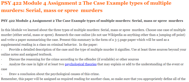 PSY 422 Module 4 Assignment 2 The Case Example types of multiple ... PSY 422 Module 4 Assignment 2 The Case Example types of multiple ...